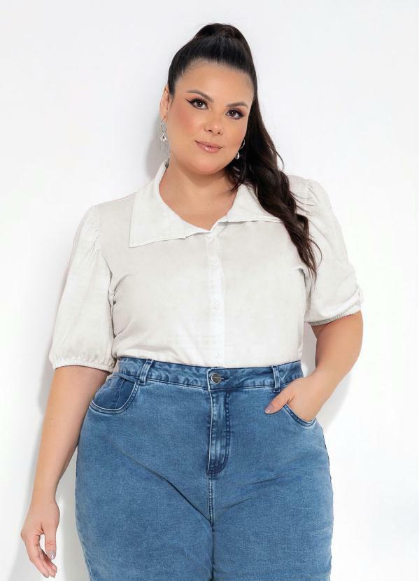 Camisa Branca com Botões Plus Size - Marguerite