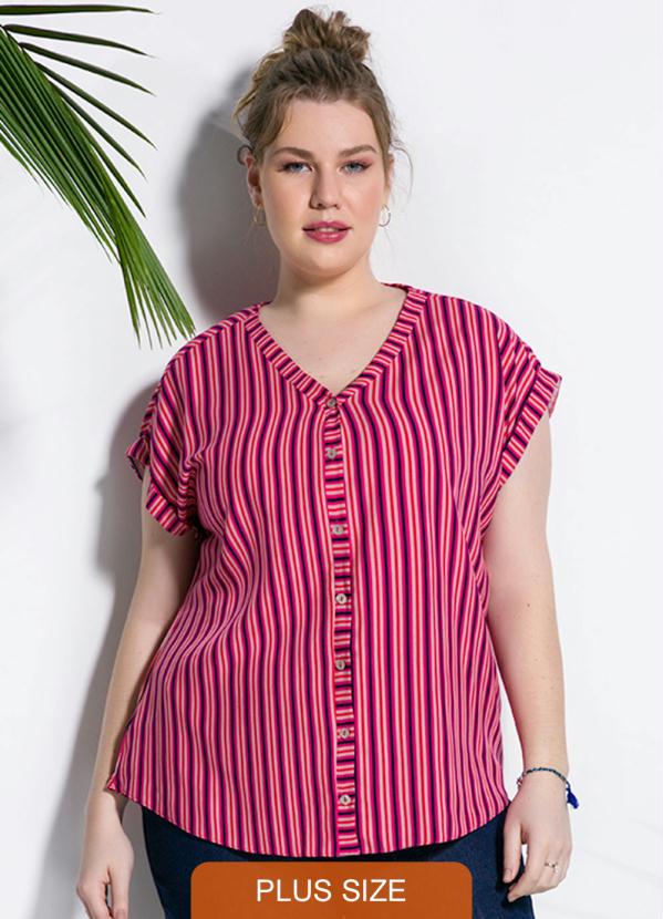 Camisa Rosa Listrada - Malwee