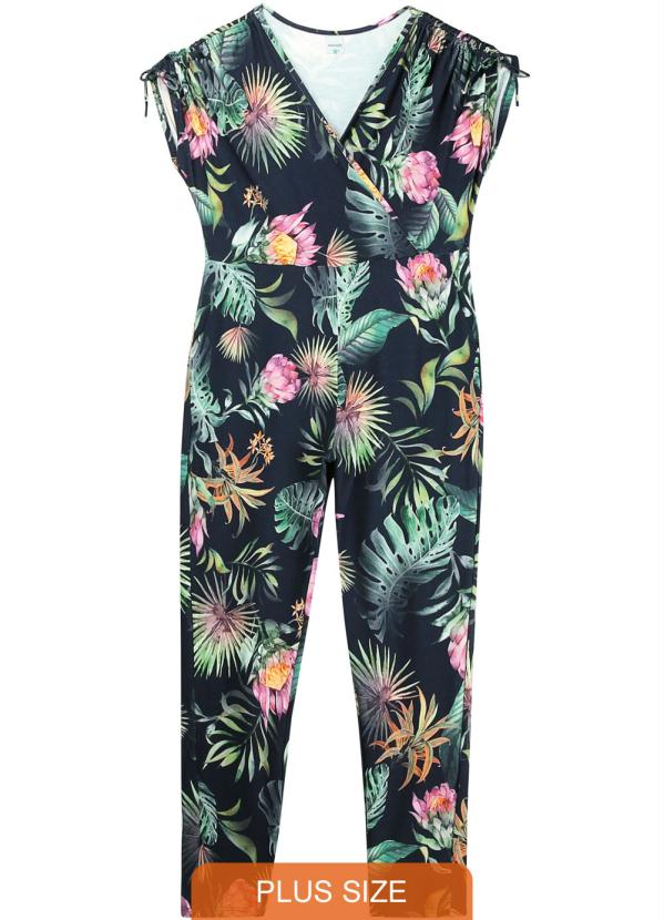 Macacão Estampado Tropical em Moletinho Plus - Malwee Adulto