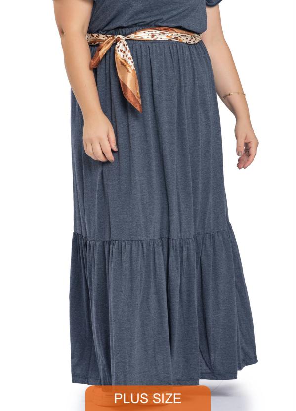 Saia Feminina Plus Size Virginia Azul - Miss Masy Plus