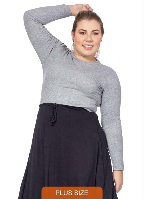 Body Feminino Manga Longa Básico Mescla - Miss Masy Plus