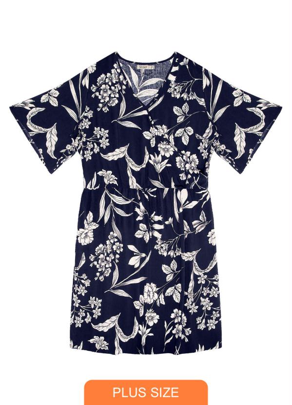 Vestido Floral Plus Size Azul - Secret Glam