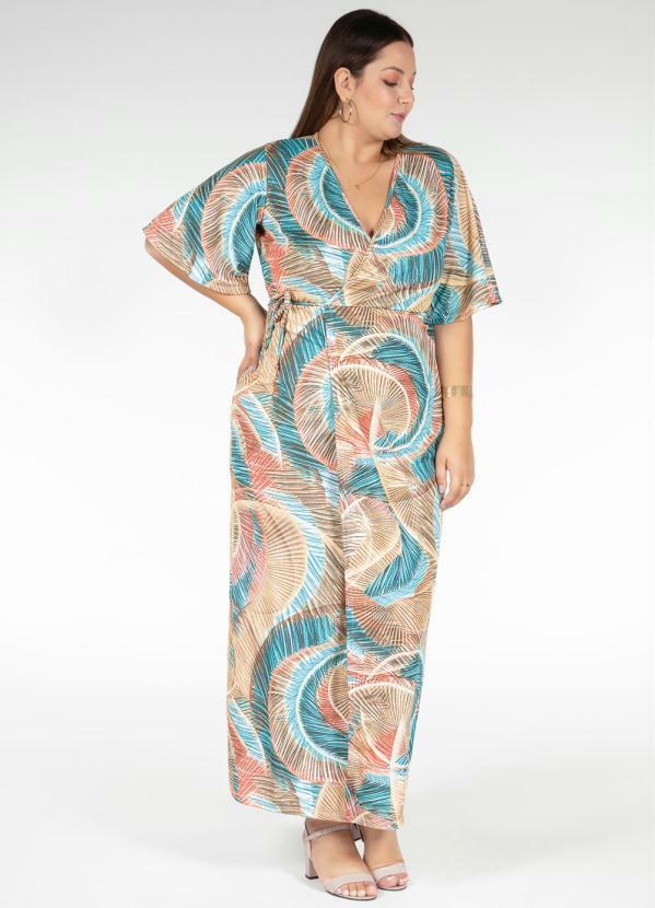 Vestido Longo Folhagem Transpassado Plus Size Marguerite