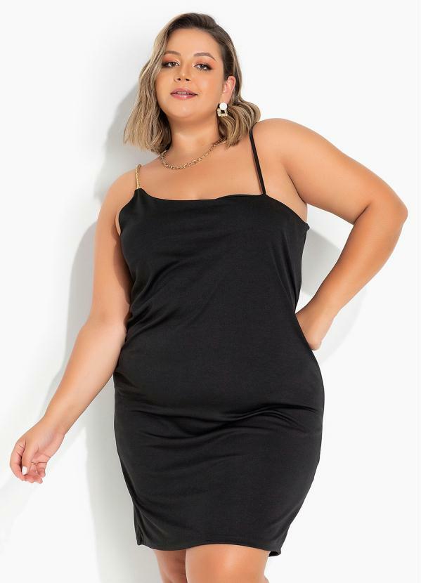 Vestido Preto Assimétrico Plus Size Marguerite
