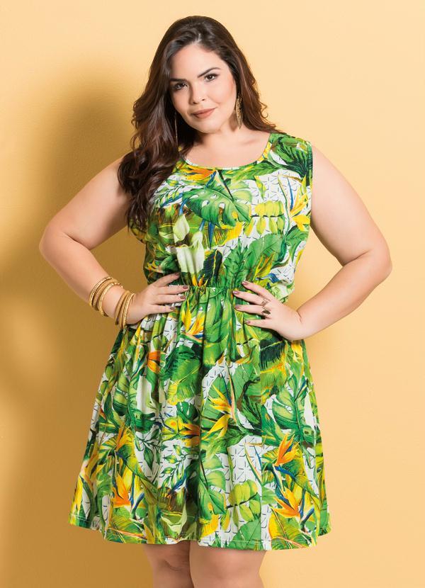 Vestido Evasê Marguerite Folhagem Plus Size Marguerite