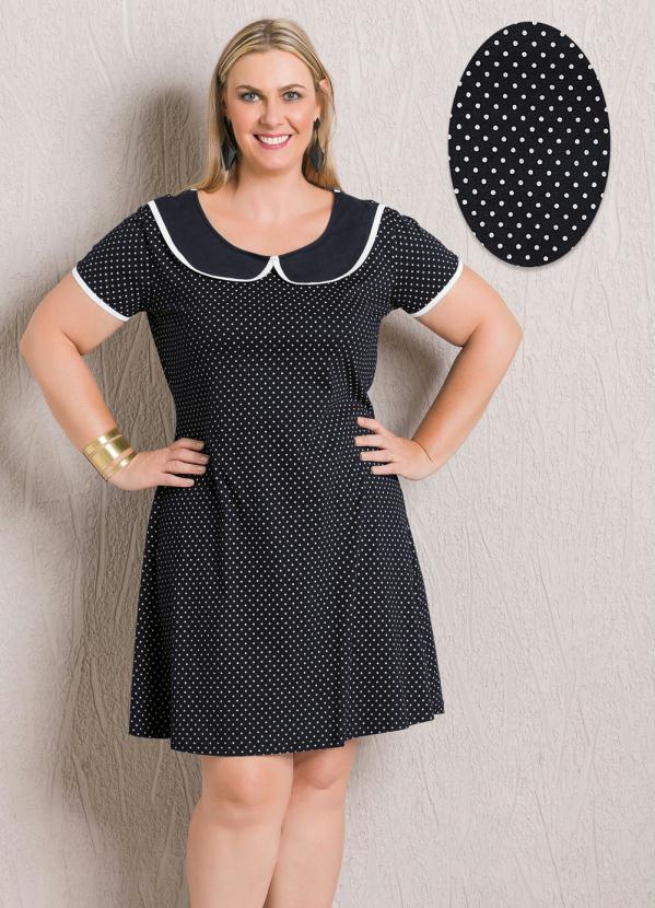 Vestido Gola Poá E Preto Marguerite Plus Size Marguerite