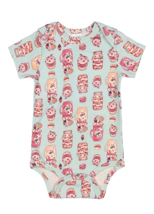 Body Bebê Estampado Azul - Up Baby