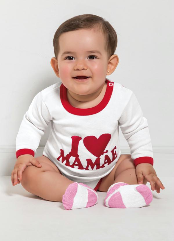 Body Pijama Branco com Estampa Frontal - Alma Dolce