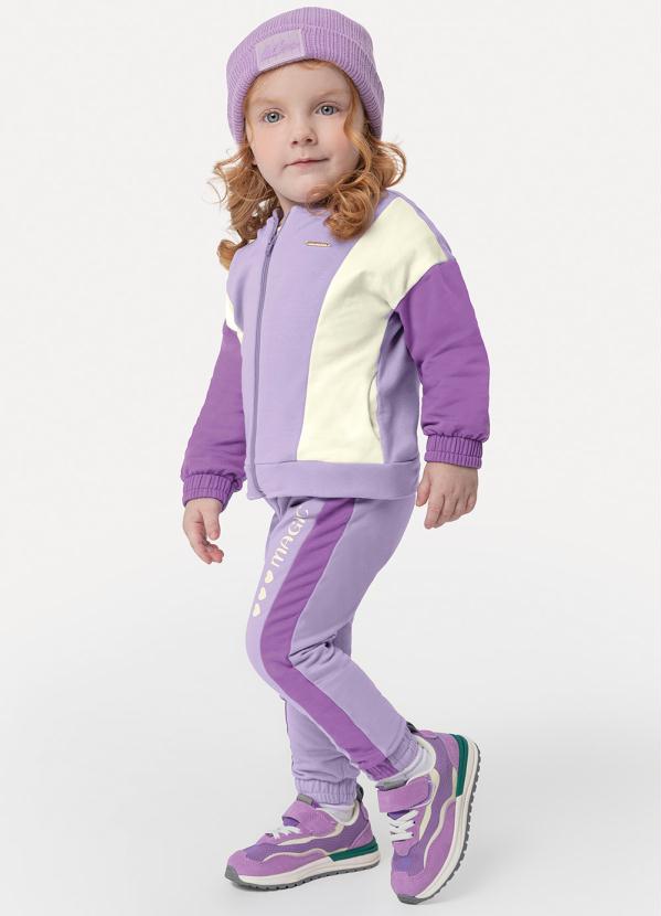 Conjunto Jaqueta e Calça Moletom Menina Roxo - Carinhoso