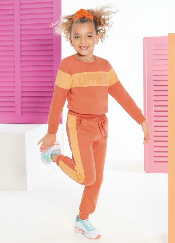 Conjunto Moletom Infantil Laranja - Cativa