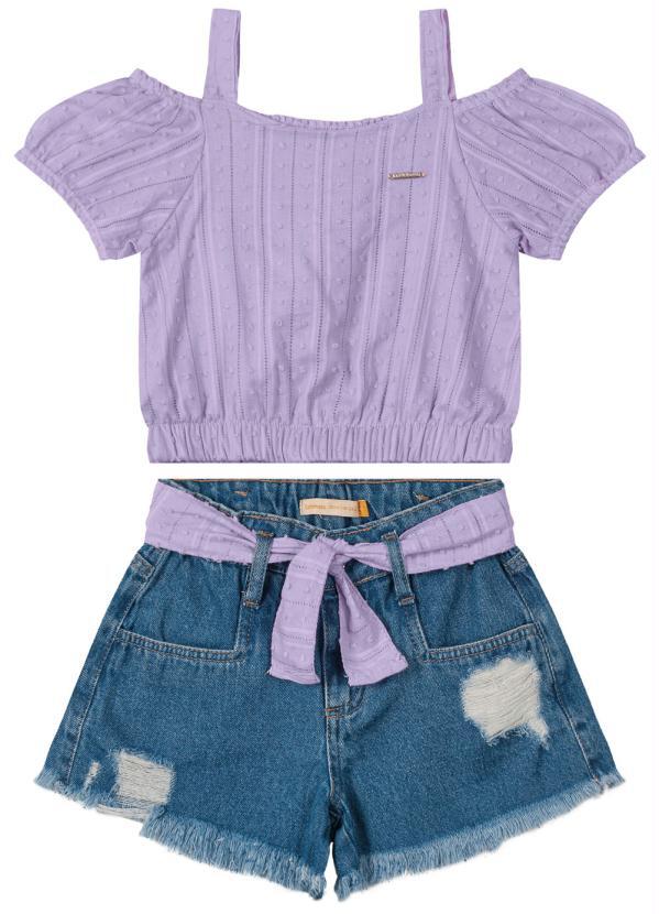 Conjunto Cropped em Plumetiz Menina Lavanda - Carinhoso