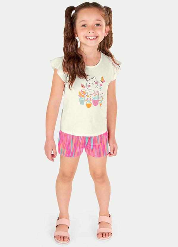 Conjunto Curto Malha Menina Bege - Marisol