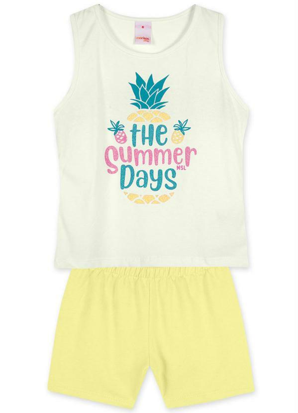 Conjunto Curto Moletom Menina Bege - Marisol