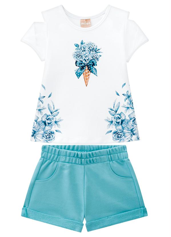 Conjunto Infantil Feminino Branco - Milon