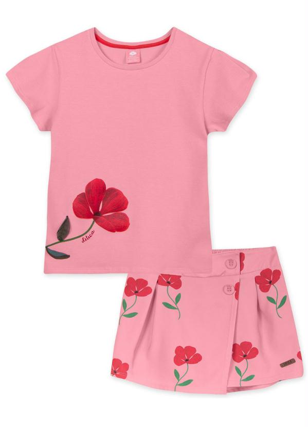 Conjunto Infantil Menina com Estampa Floral Rosa - Lilica Ripilica