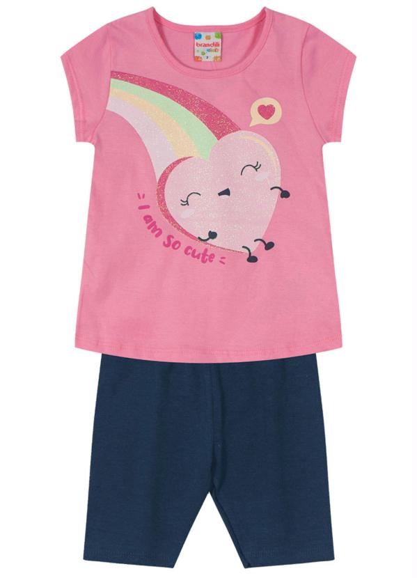 Conjunto Infantil Menina de Coração Rosa - Brandili