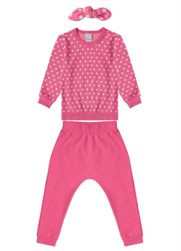 Conjunto Rosa em Jacquard Geométrico Menina - Malwee Kids