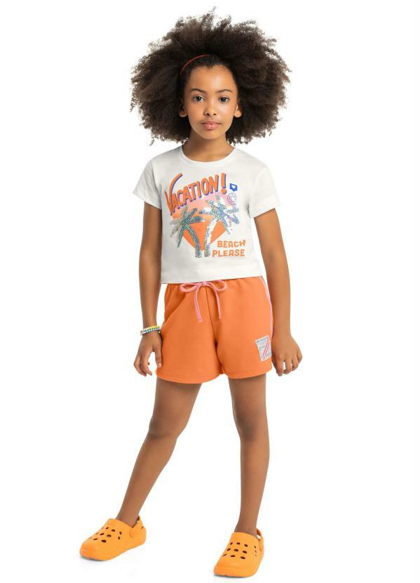 Conjunto Short e Blusa Manga Curta Branco - Gloss