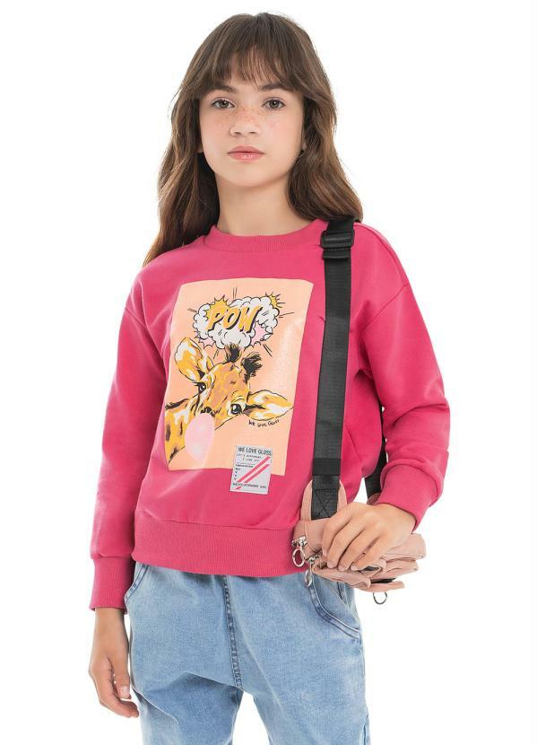Blusão Estampado Moletom Rosa - Gloss