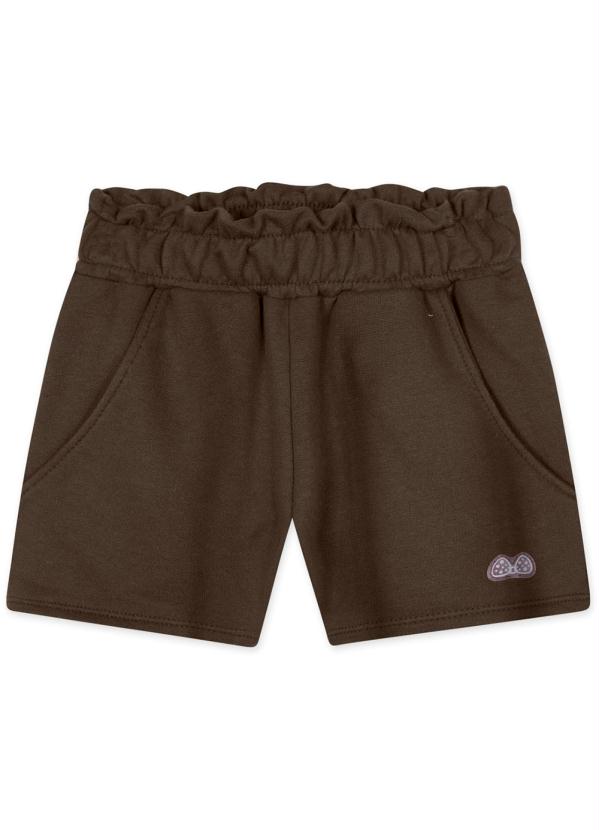 Short com Aroma Moletom Infantil Menina Marrom - Lilica Ripilica