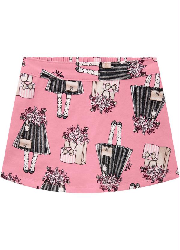 Short-Saia Infantil Menina Rosa - Milon