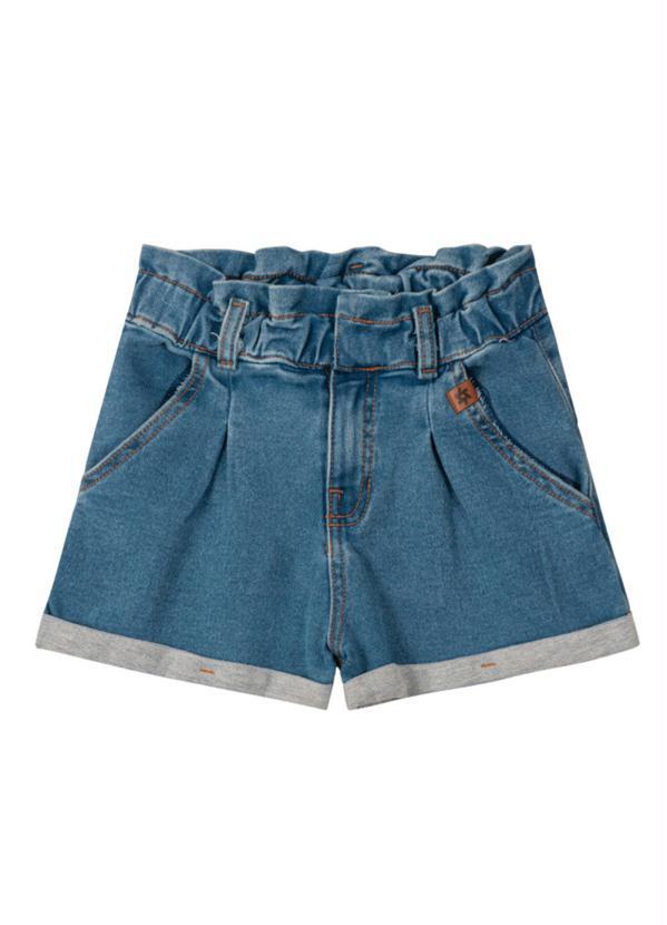 Shorts Jeans Infantil Menina em Denim Azul - Brandili