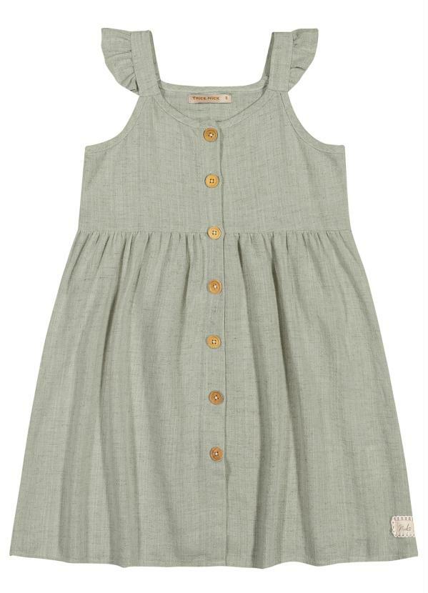 Trick Nick Vestido Linho Infantil Verde 