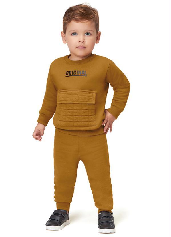 Conjunto Longo Moletom Infantil Masculino Marrom - Marisol Conjunto Longo Moletom Infantil Masculino Marrom - Marisol