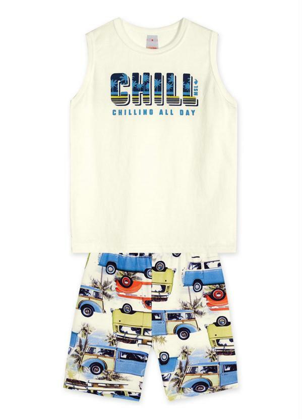 Conjunto Curto Moletom Menino Bege - Marisol
