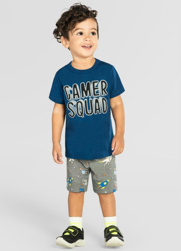 Conjunto Infantil Menino Dinossauro Azul - Brandili