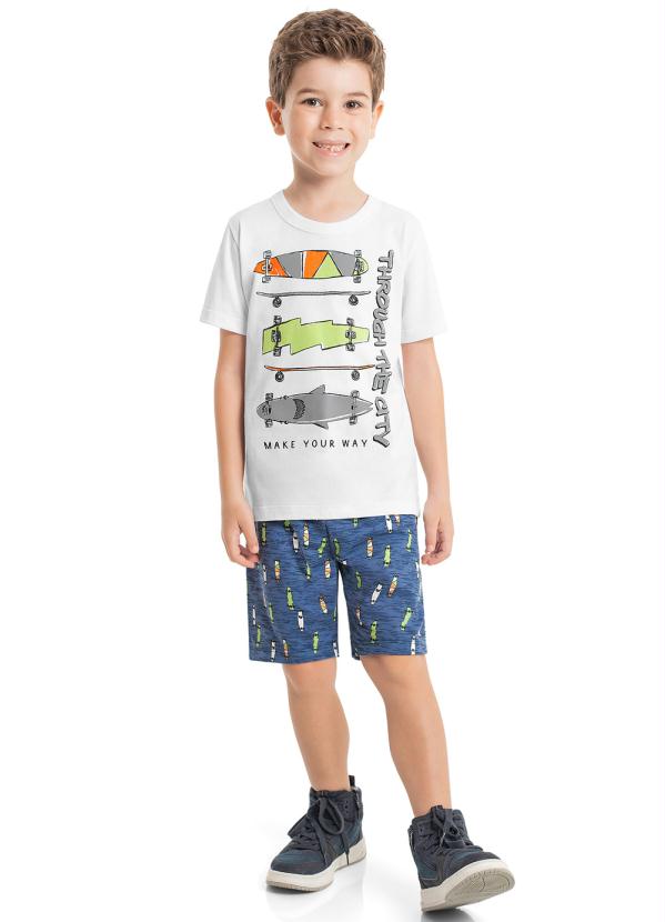 Bee Loop - Conjunto Menino Camiseta e Bermuda (Branco)