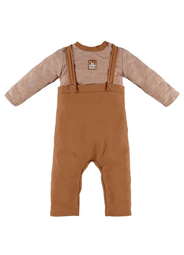 Macacão Listrado Menino Bebê Marrom - Up Baby Macacão Listrado Menino Bebê Marrom - Up Baby