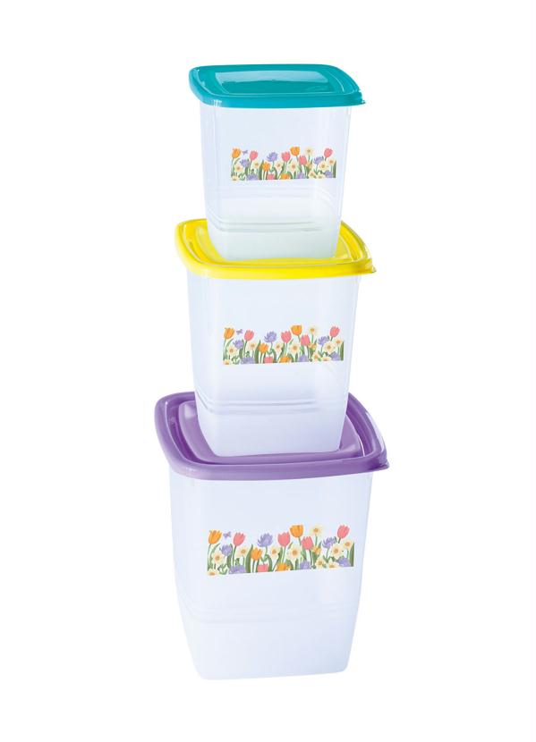 Kit Potes Altos Mantimentos Tulipa 3 Peças - Lar&Lazer